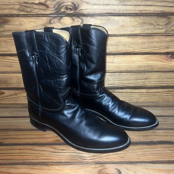 Justin Boots | Shoes | Justin Roper Boots Mens Size 2 D Black Leather ...